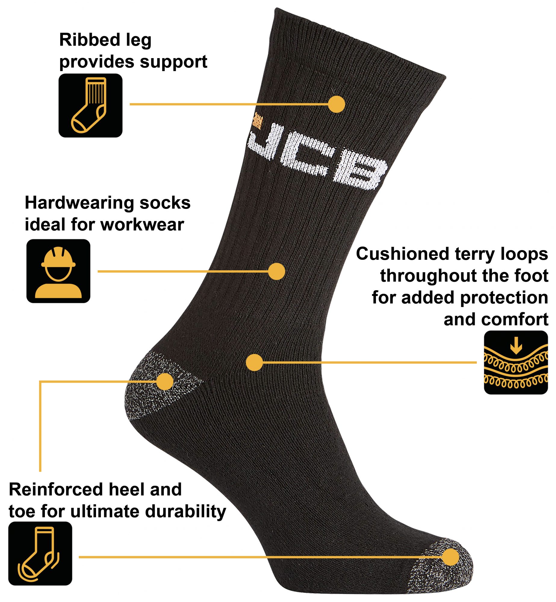 JCB Value Work Sock 8 Pack - Socks