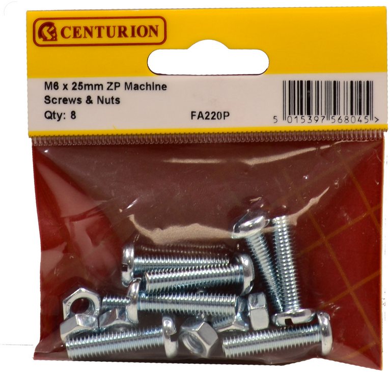 Centurion Machine Screws & Nuts M6 x 25mm - Screws