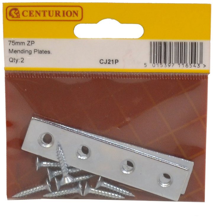 Centurion Zinc Plated Mending Plates 2 Pack - Hinges & Brackets