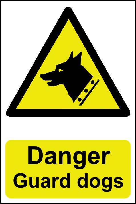 PVC Sign Danger Guard Dogs - Safety Equipment