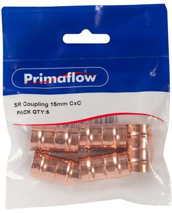 Primaflow Straight Coupling 15mm 5 Pack - Brassware & Taps