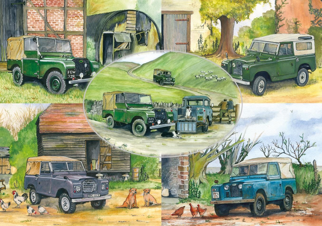 Multi Land Rover Greetings Card - Miscellaneous