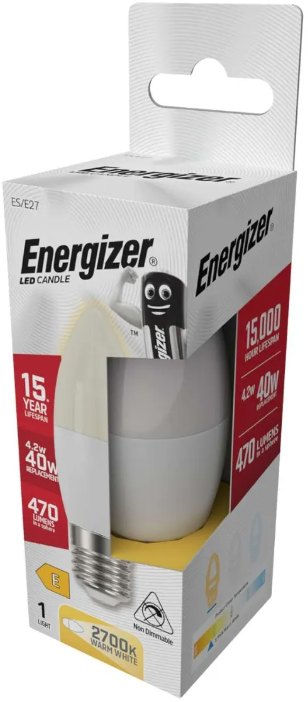 Energizer LED ES Candle Bulb Warm White 40w - Bulbs & Lights