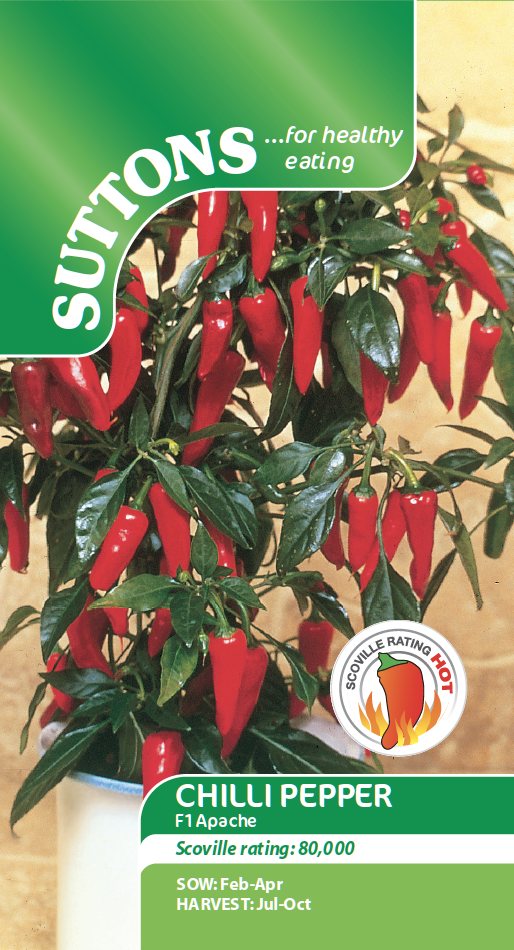 SUTTONS Suttons Chilli Pepper Apache F1 Seeds - Peppers & Chillies