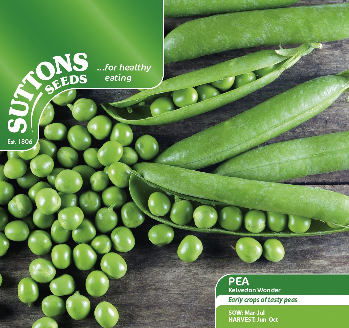 SUTTONS Pea Kelvedon Wonder Seeds - Beans & Peas