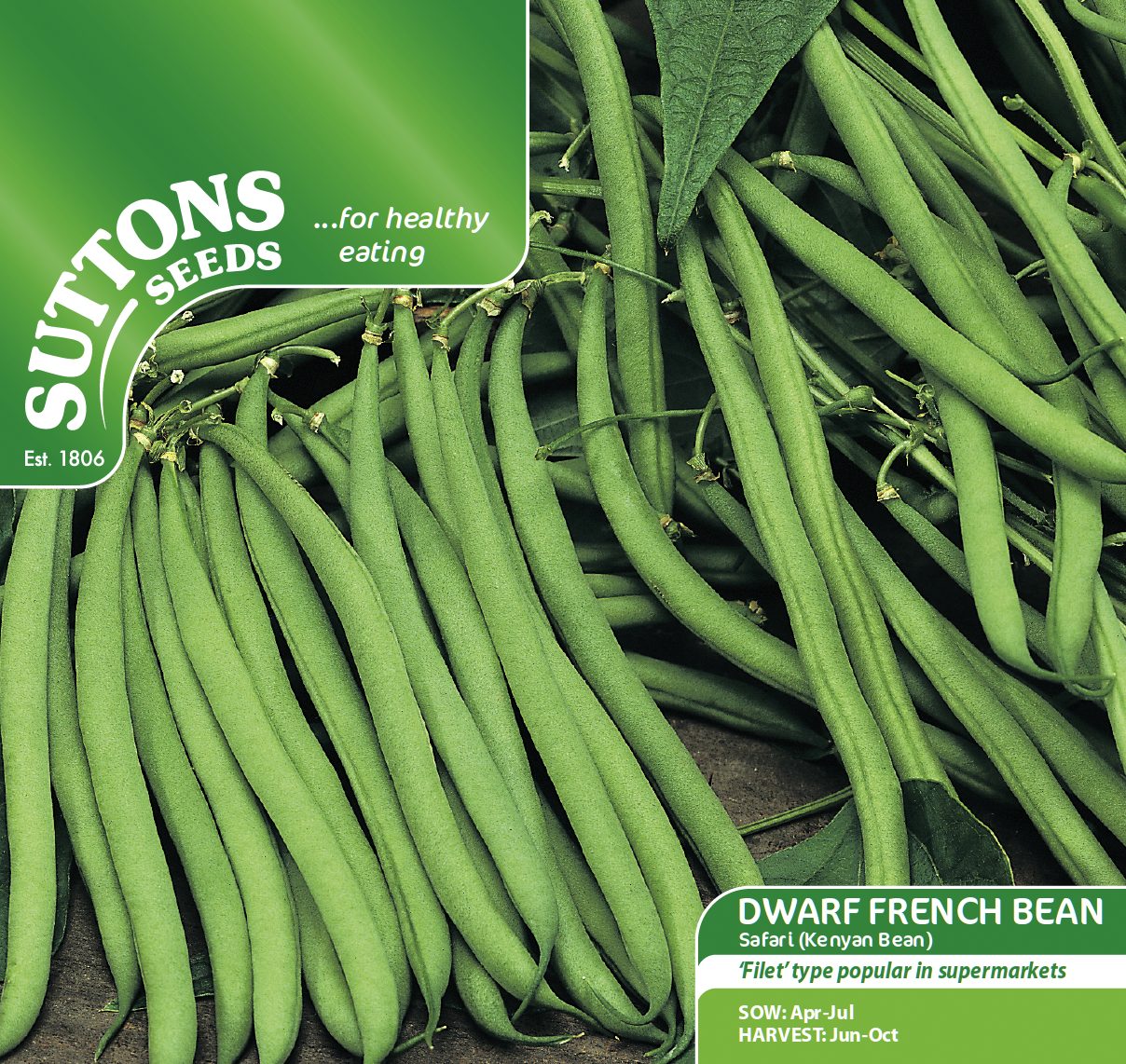 SUTTONS Dwarf French Bean Safari Seeds - Beans & Peas