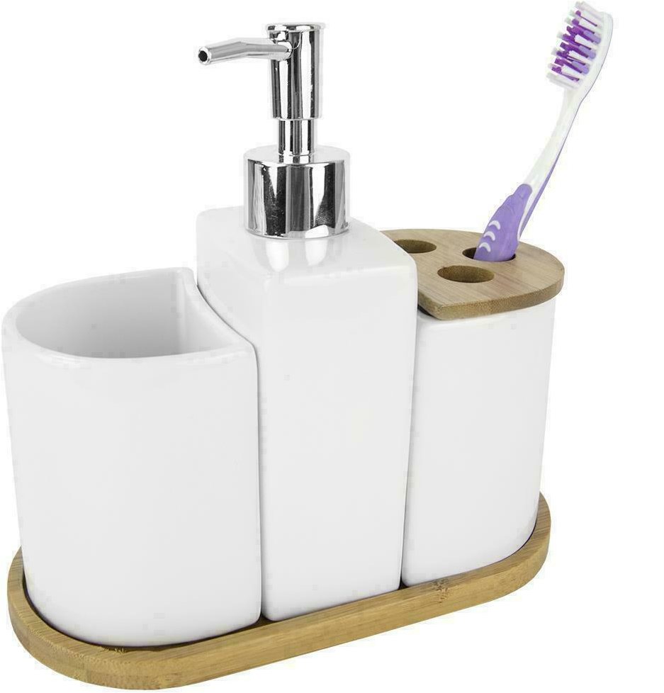 Aria 4pc Bathroom Set White - Accessories