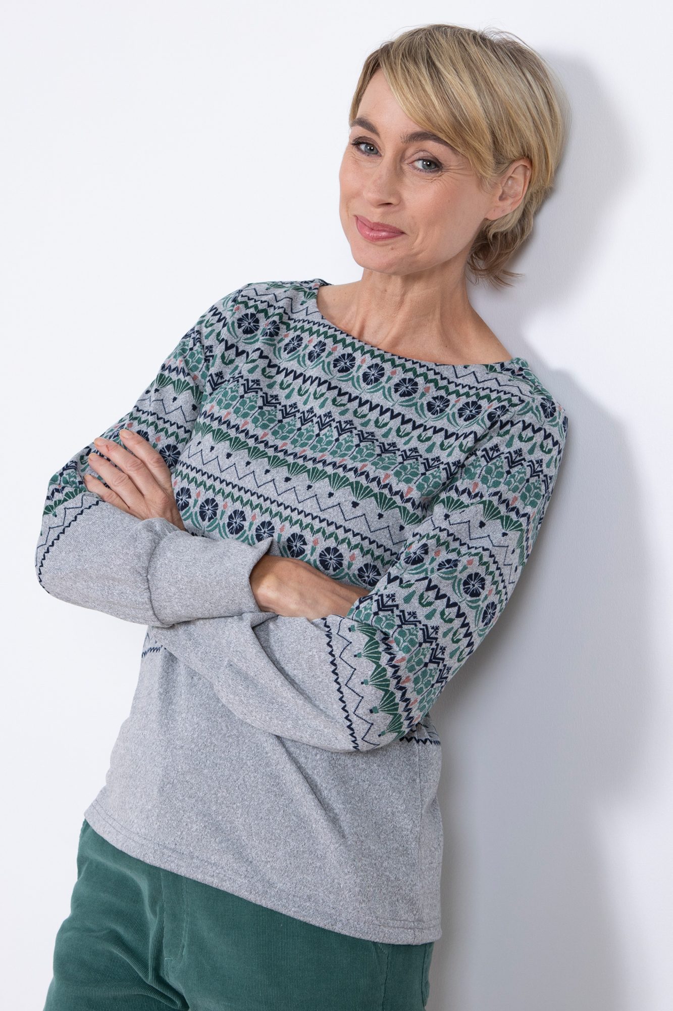Lily & Me Aimee Fair Isle Top Grey Size 12 - Size 12