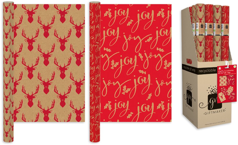 Christmas Gift Wrap Kraft Stag 2m Assorted - Gift Wrap - Mole Avon