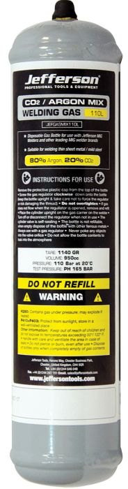 Jefferson Tools Jefferson Co2 & Argon Mix Welding Gas 110L - Welding ...