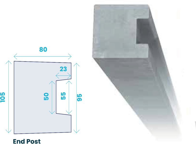 Concrete Slotted End Post 2700mm - Metal & Concrete Posts