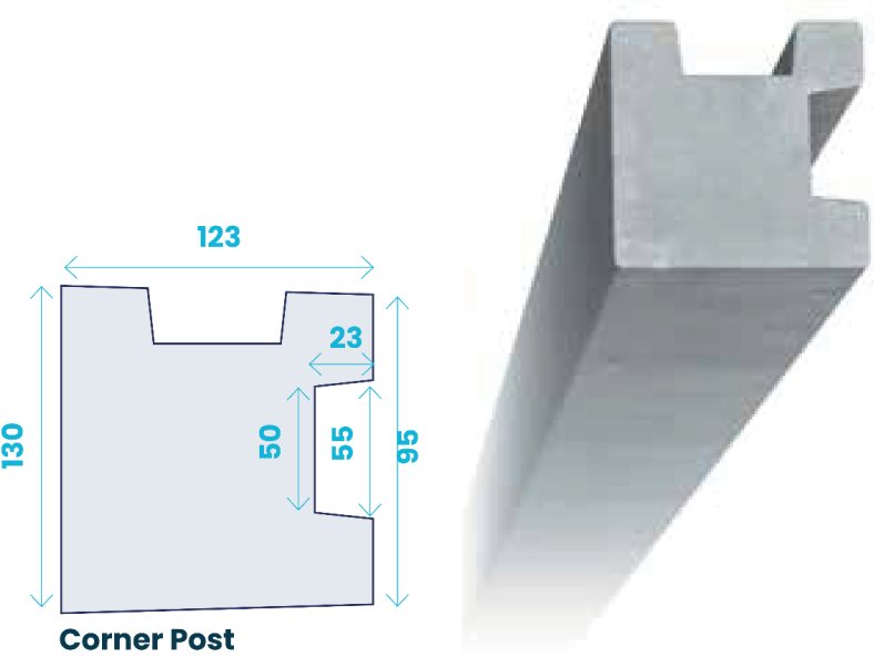 Concrete Slotted Corner Post 2700mm - Metal & Concrete Posts