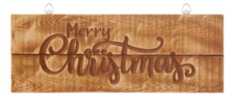 Merry Christmas Wooden Plaque 45cm - Christmas