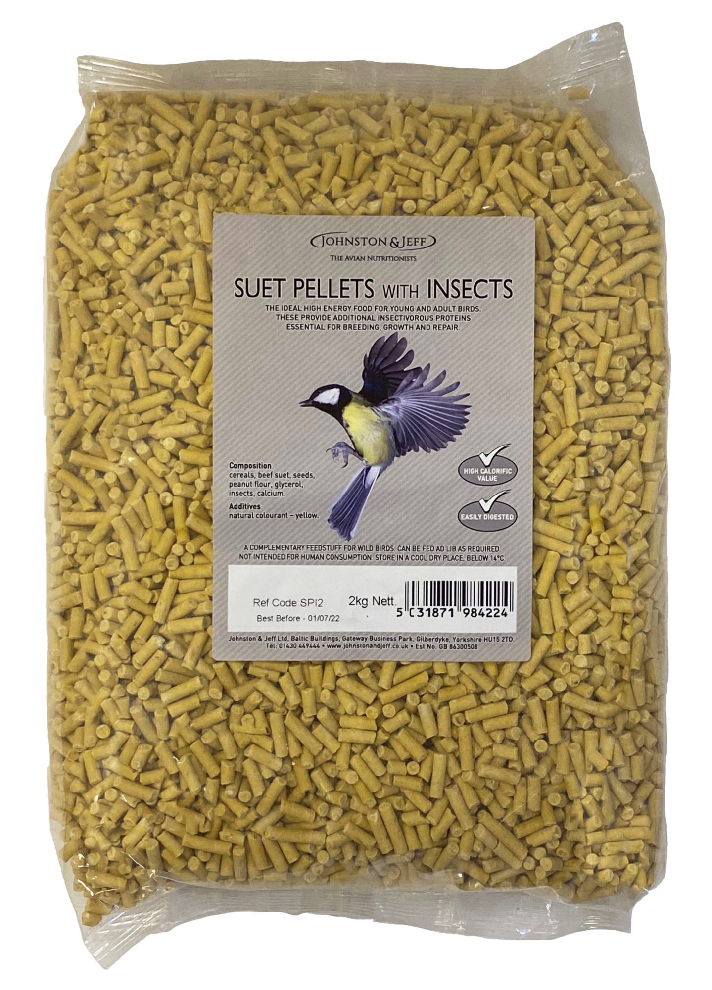 J&J Johnston & Jeff Suet Pellets with Insects 2kg - Suets