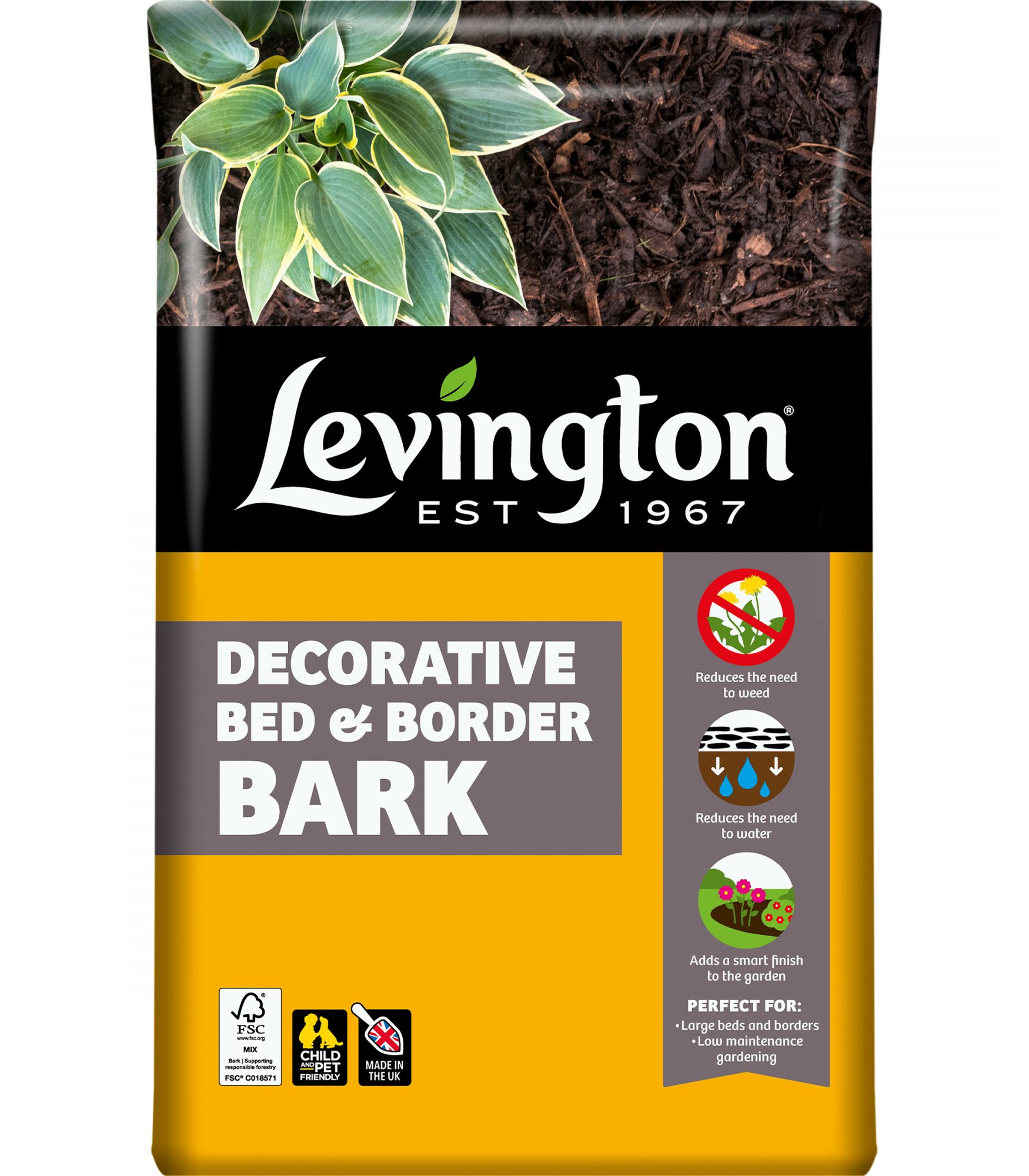 MIRACLE Levington Decorative Bed & Border Bark 75L - Buy Compost Online