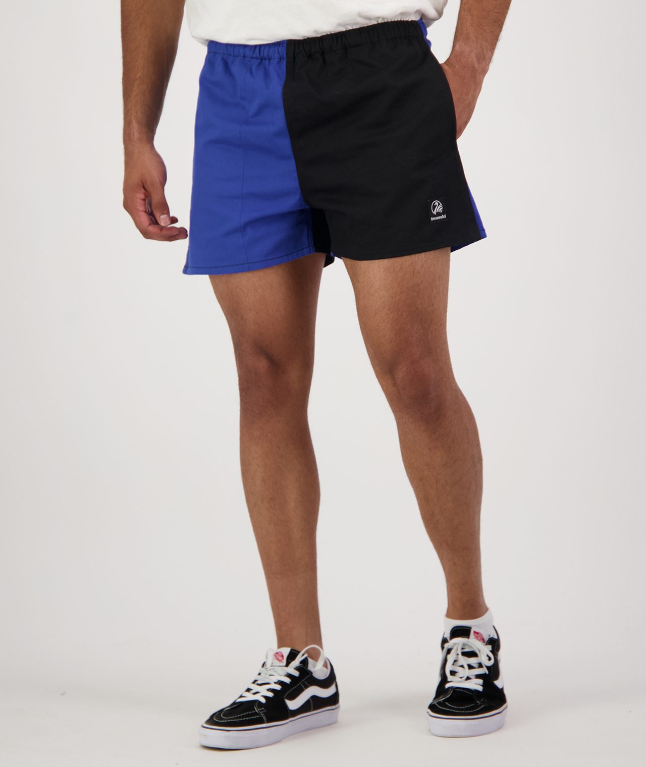 Swanndri Harlequin Rugby Short Blue/Black Size 34" - Swanndri