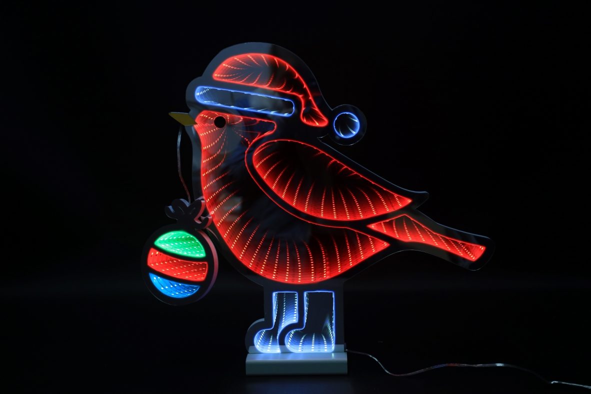 Infinity Light Bird With Wooden Base 40cm - Christmas Decorations