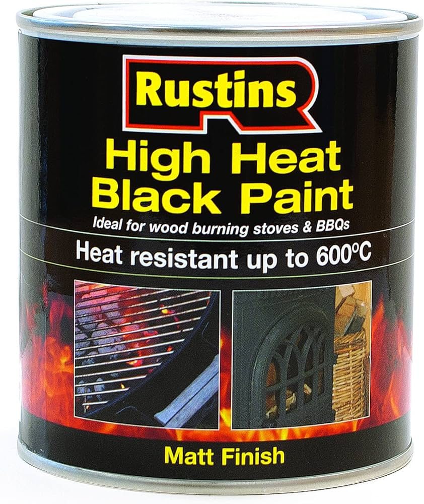 Rustins Heat Resistant Paint Black 500ml - Metal Paints