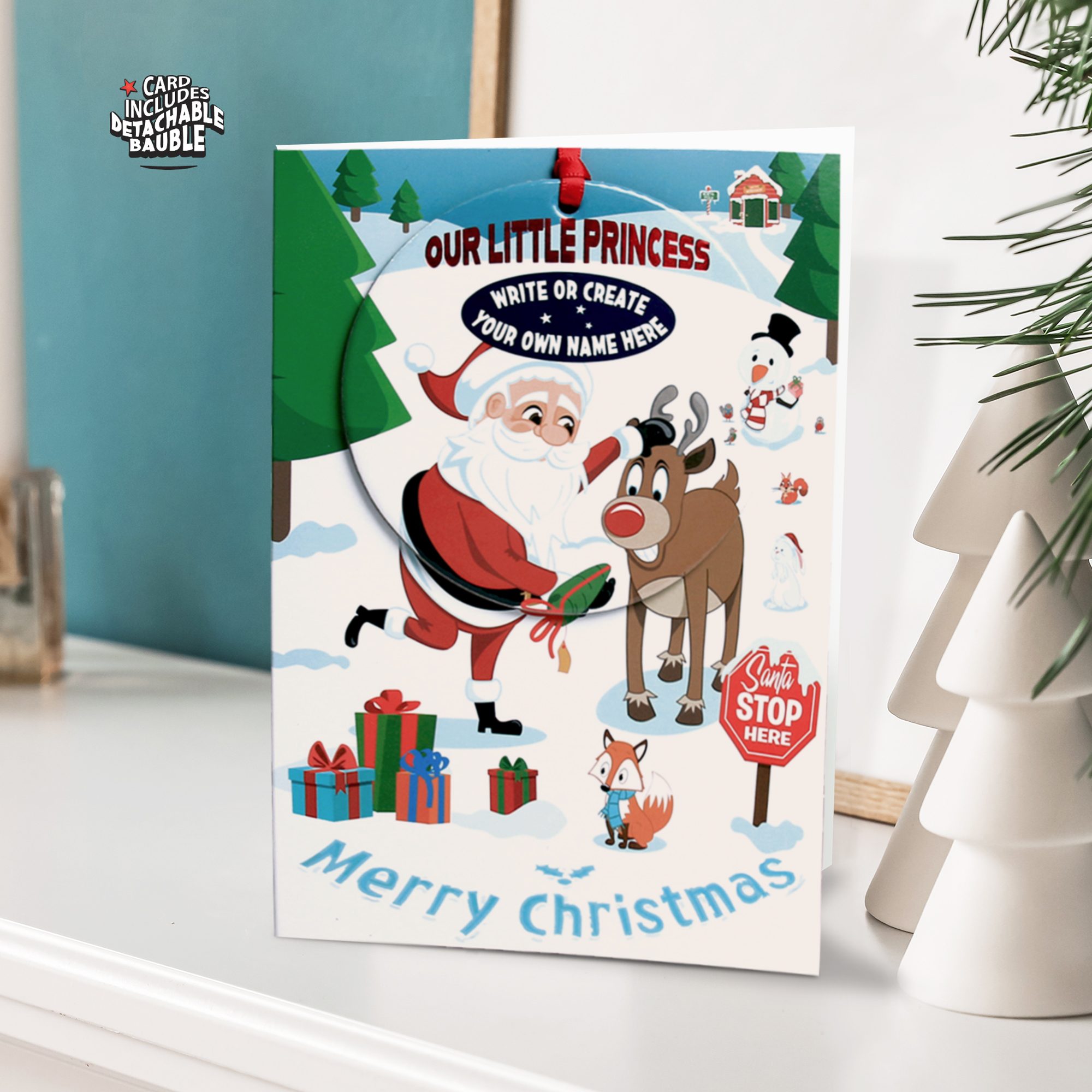 Personalised Bauble Christmas Card Little Princess - Christmas Cards