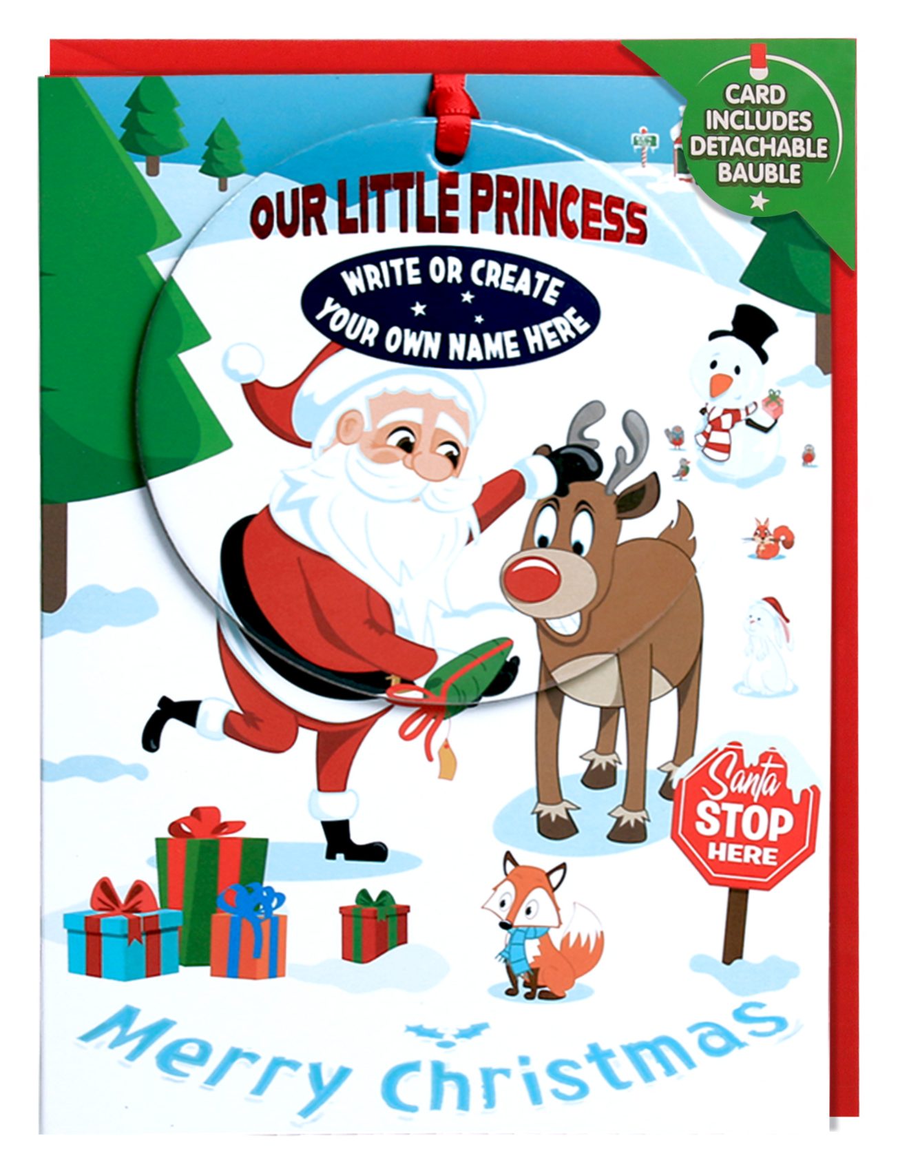 Personalised Bauble Christmas Card Little Princess - Christmas Cards