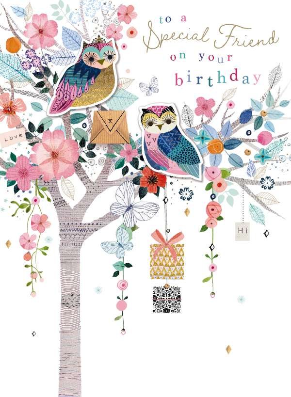 Decoupage Special Fiend Tree Birthday Card - Birthday