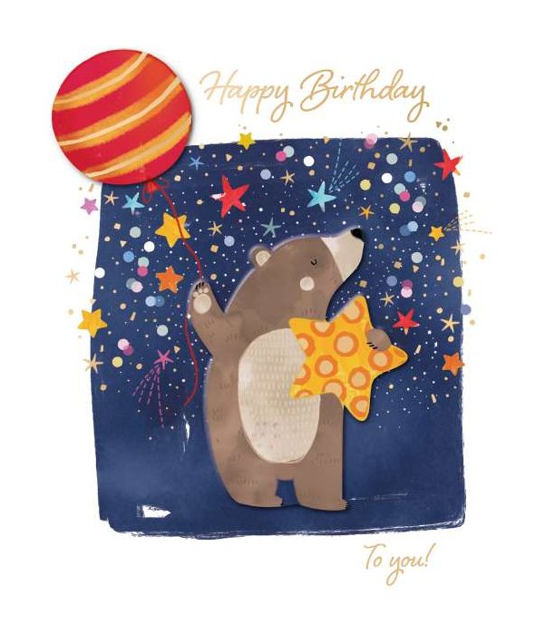 Decoupage Birthday Bear & Balloon Card - Birthday - Mole Avon