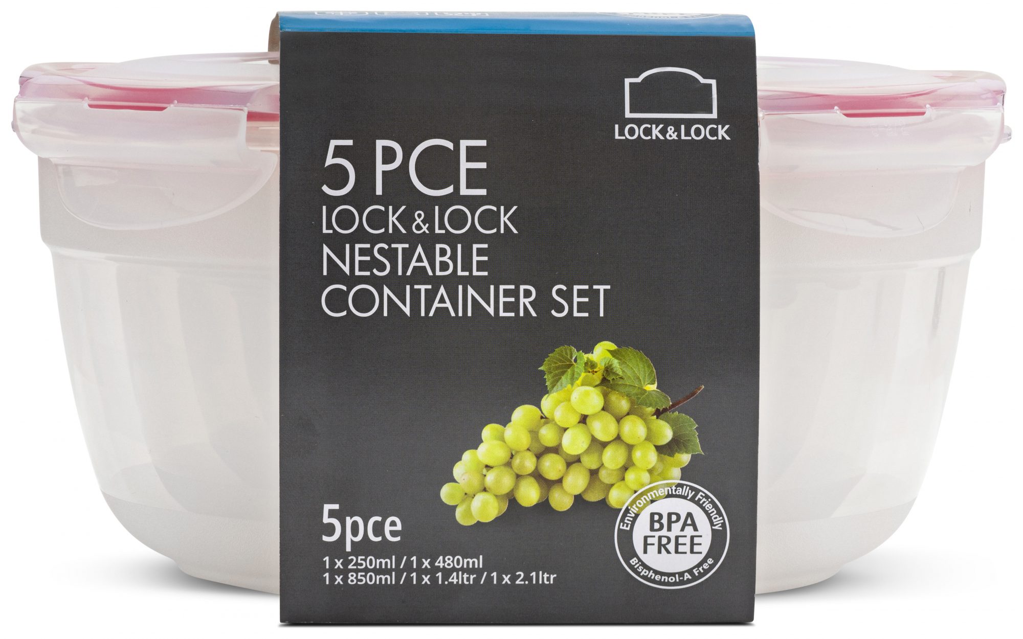 Lock N Lock Nestable Round Food Container Set 5 Piece - Tupperware