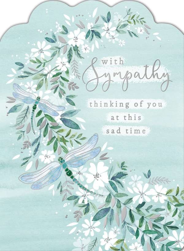 Floral Dragonfly With Sympathy Card - With Sympathy