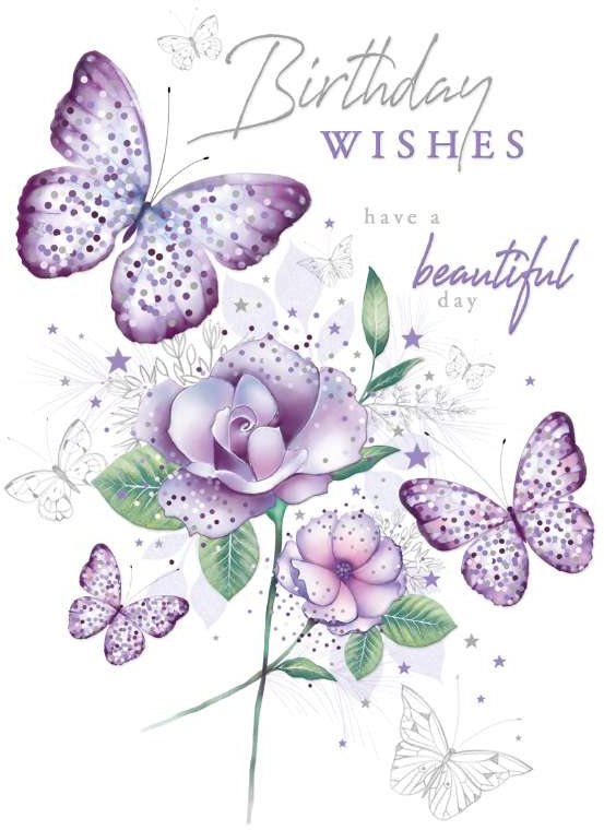 Starla Butterflies Birthday Wishes Card - Birthday