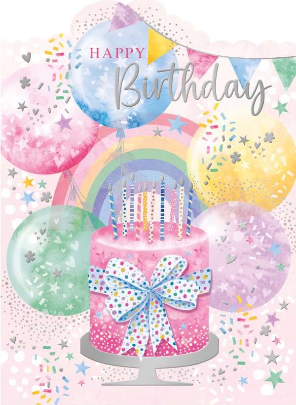 Cake & Balloons Birthday Card - Birthday