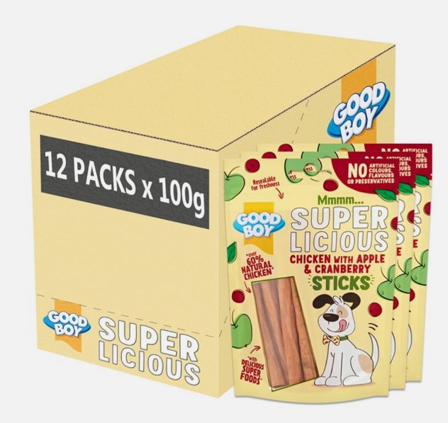 Goodboy Superlicious Chicken With Apple & Cranberry Sticks 100g - Chews