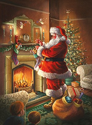 Christmas Card Santa By The Fire Christmas Cards
