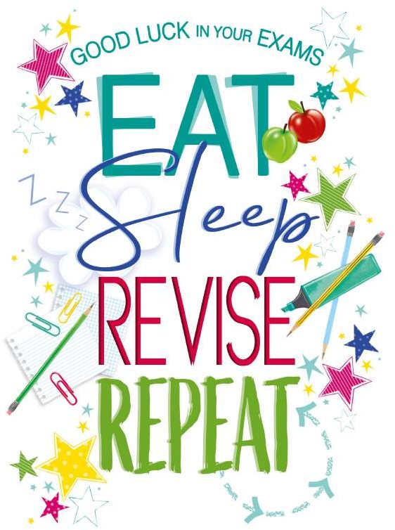 Eat Sleep Revise Repeat Good Luck Card - Cards