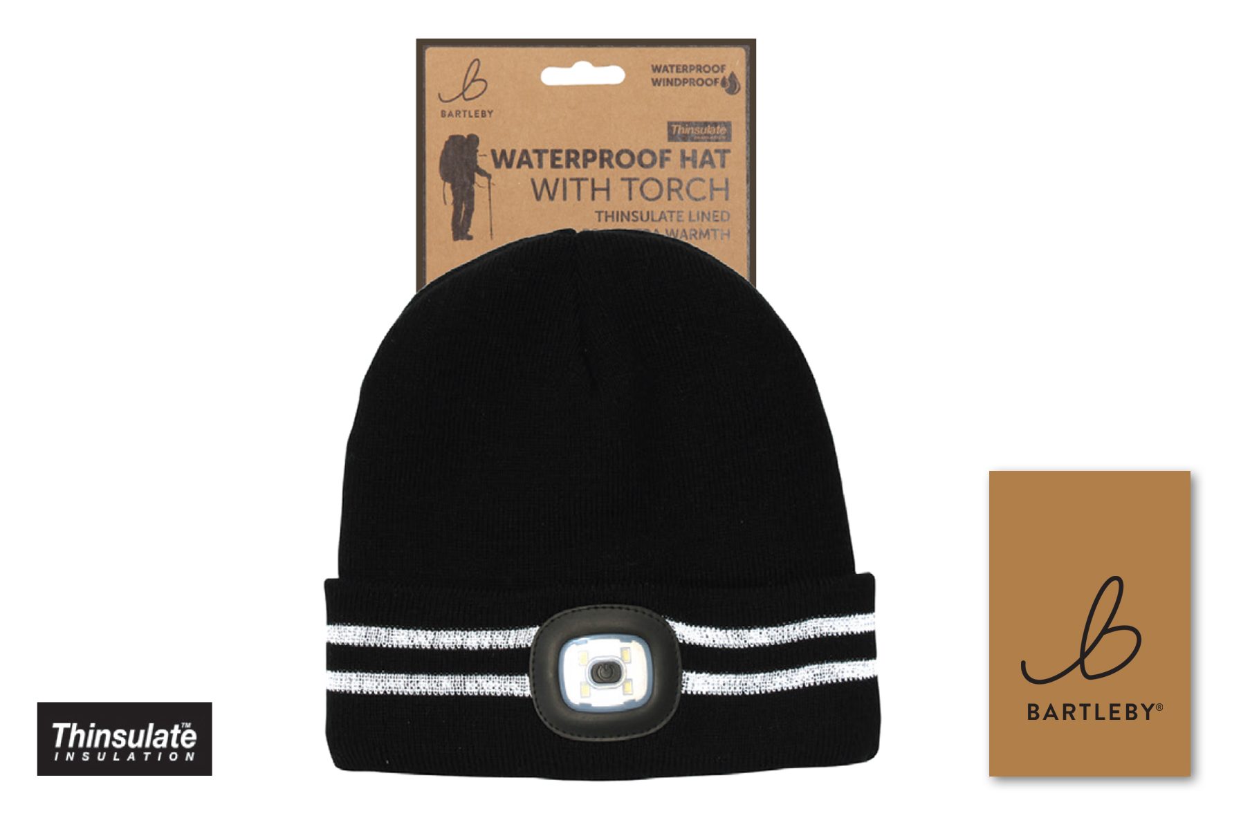 BARTLEB Bartleby Waterproof LED Torch Reflective Stripe Hat - Hats ...