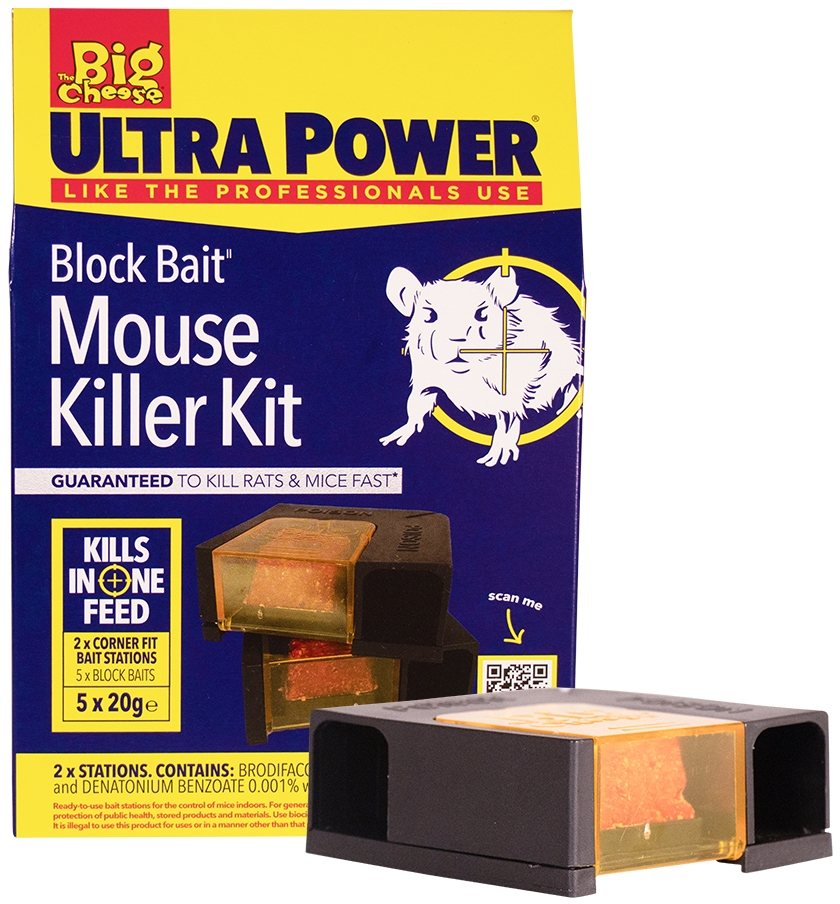 Big Cheese Block Bait Mouse Killer Kit 2 Pack - Rodent Baits