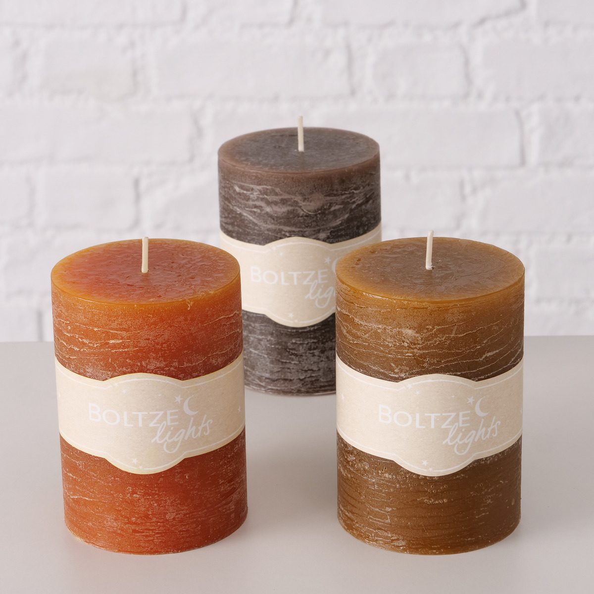 BOLTZE Boltze Pillar Candle Brown Assorted - Candles & Diffusers