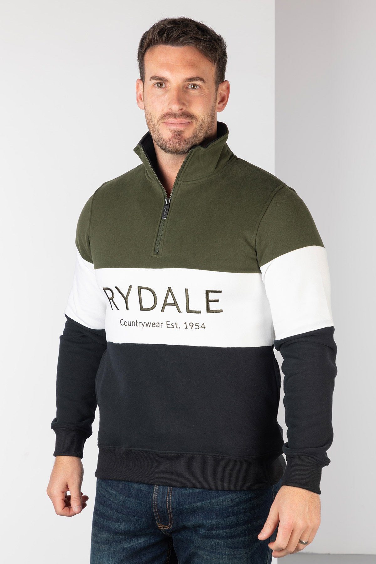 Rydale Byland Sweatshirt Olive/White/Black - Rydale