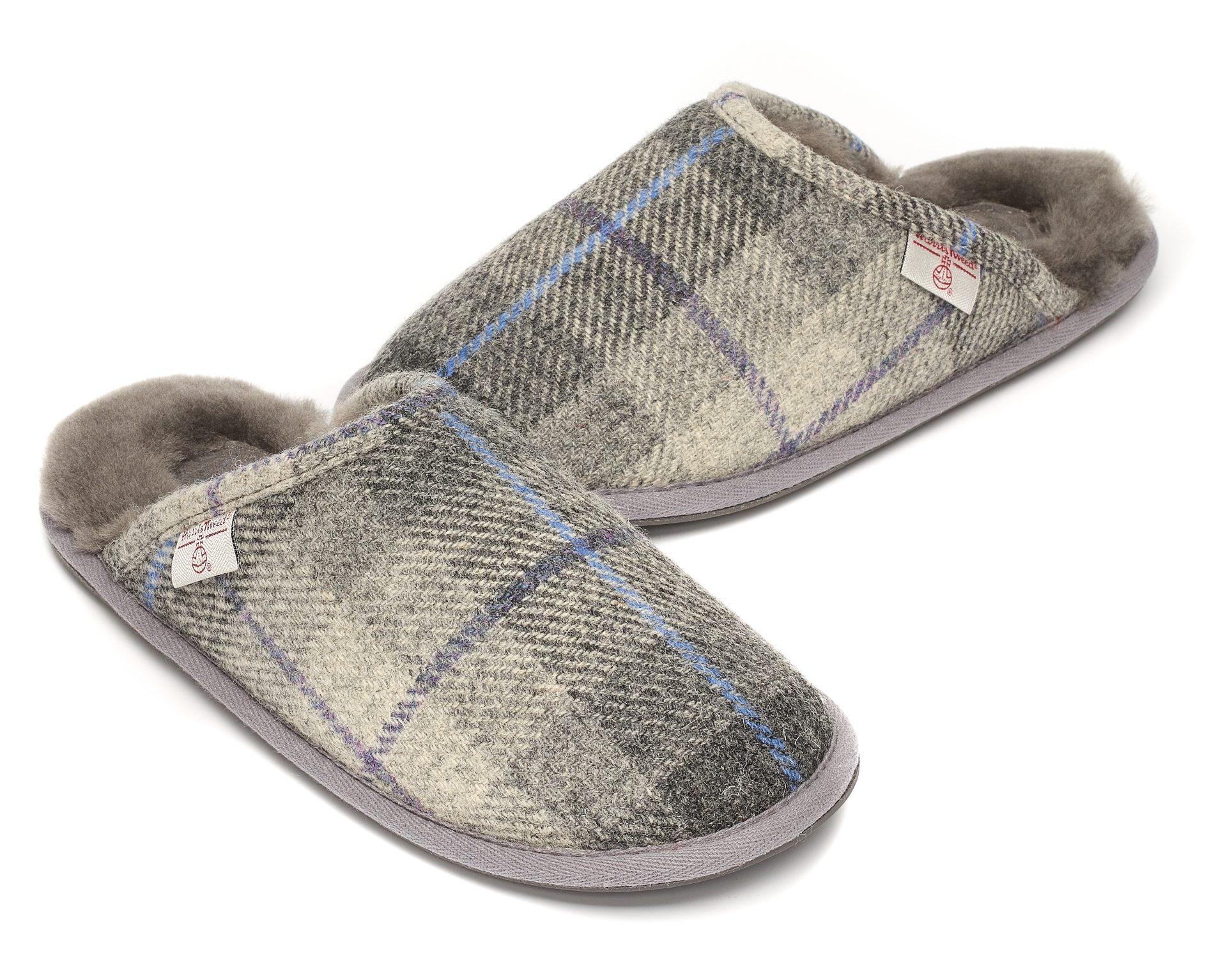 Bedroom Athletics William Harris Tweed Mule Slipper Grey/Charcoal ...