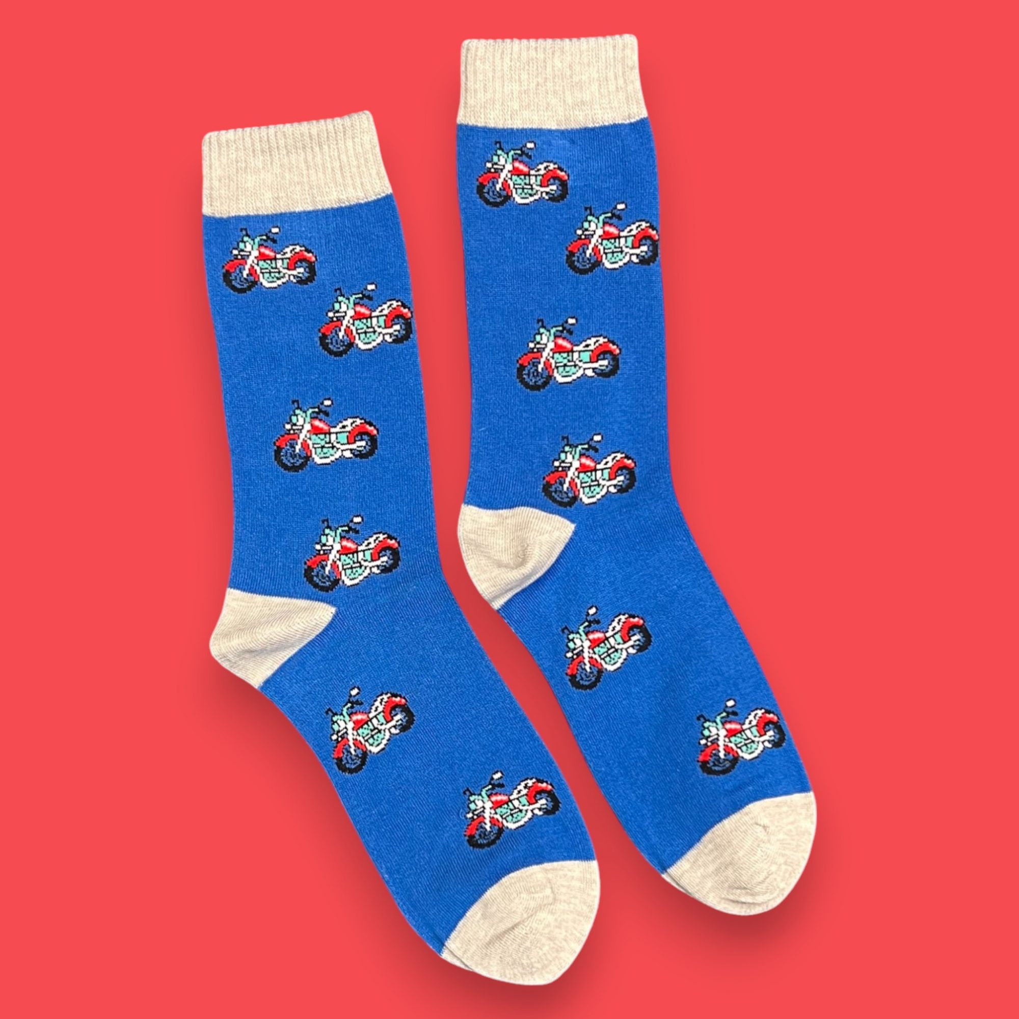 Jess & Lou Bamboo Motorcycle Sock Blue - Socks