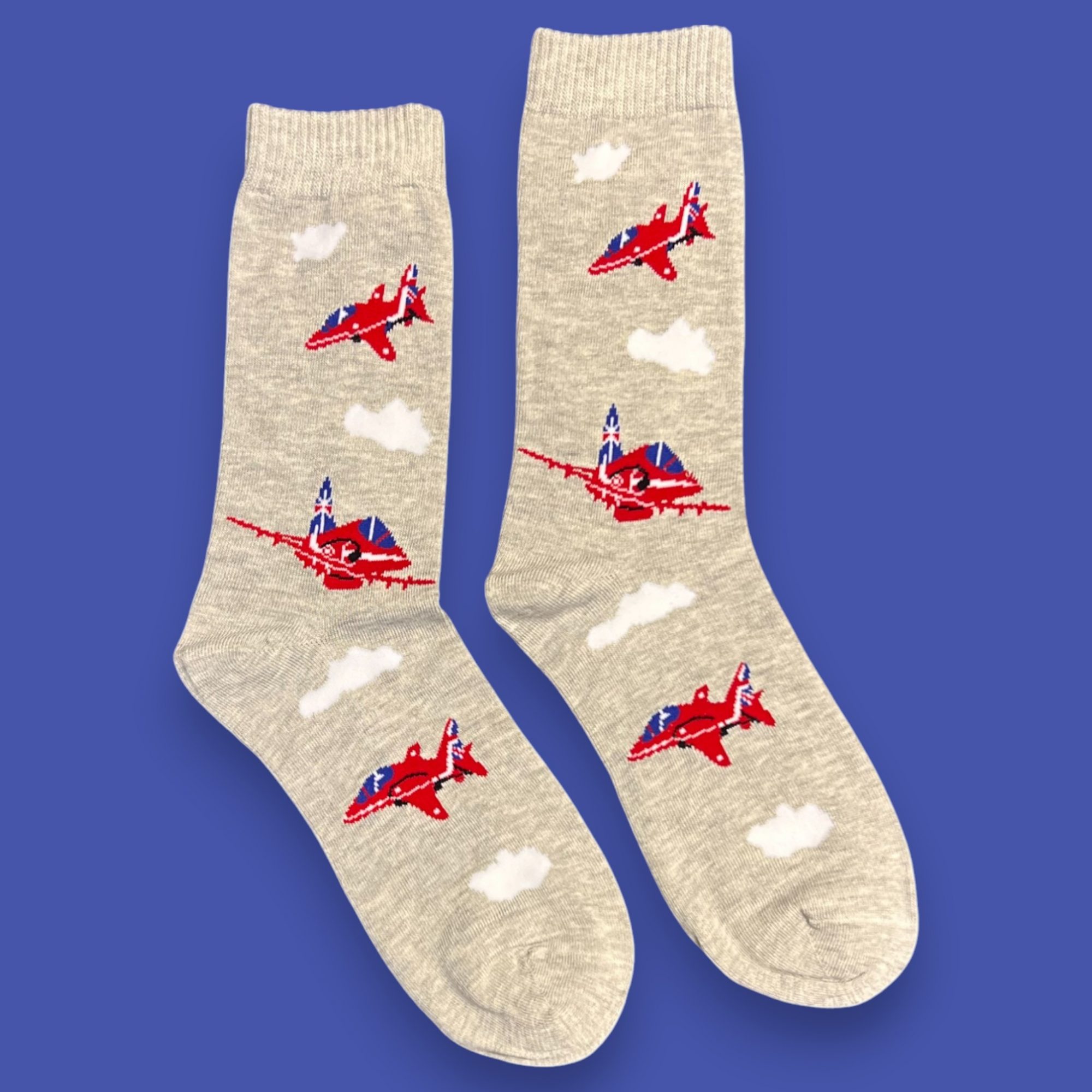 Jess & Lou Bamboo Red Jets Sock Grey - Socks