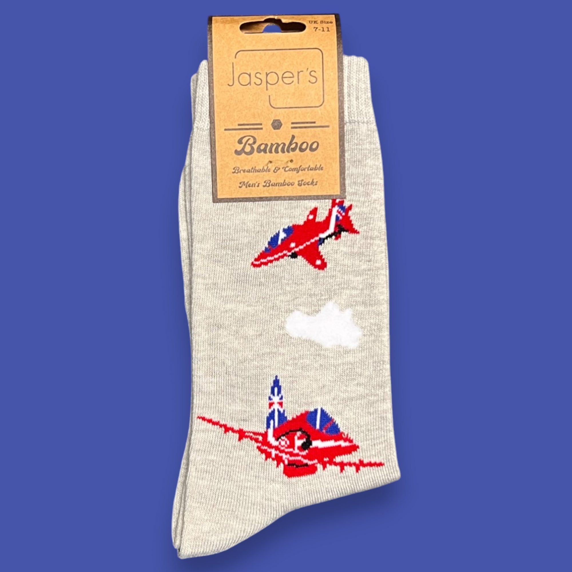 Jess & Lou Bamboo Red Jets Sock Grey - Socks
