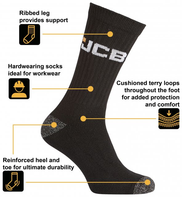JCB Value Work Sock 8 Pack - Socks