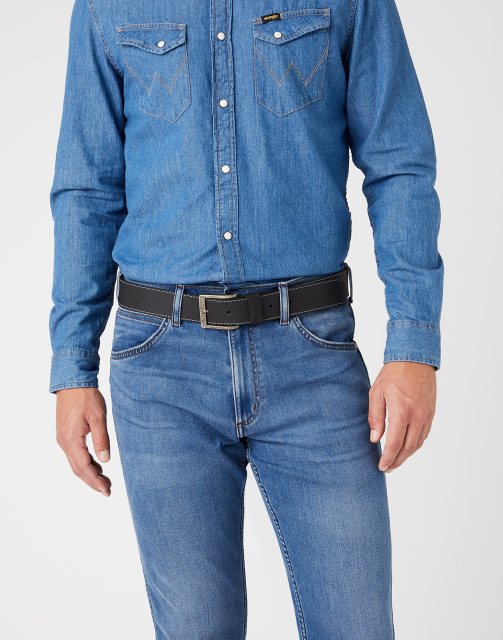 Wrangler Leather Belt Black 110cm - Belts