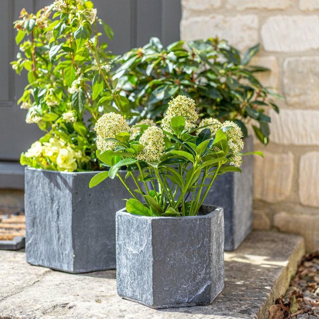 Apta Slate Light Grey Hexagon Pot 42cm - Outdoor Pots