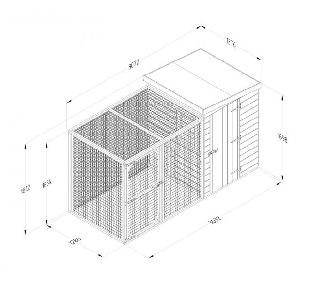 Forest Garden Large Dog Kennel & Run - Kennels & Plastic Beds